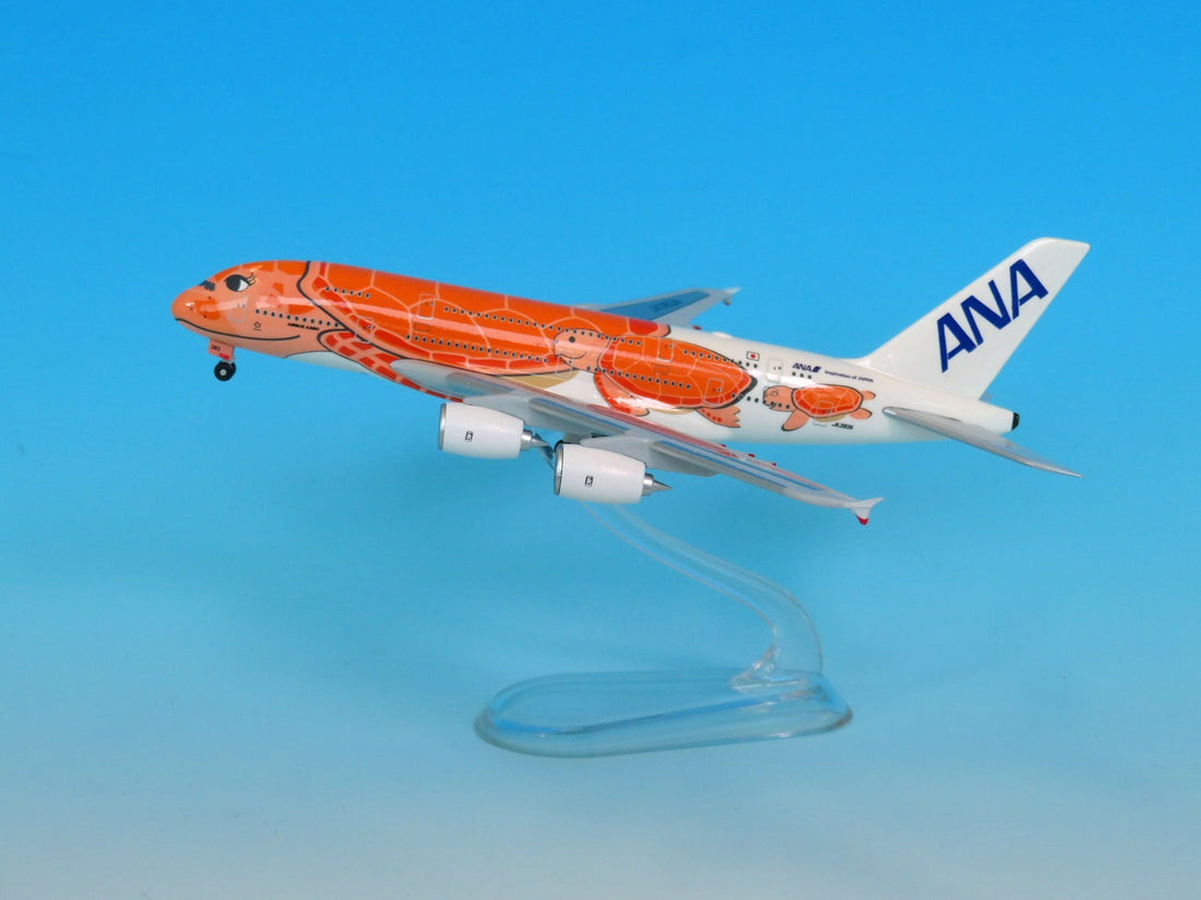 全日空商事 A380 ANA全日空 FLYING HONU サンセットオレンジ(フライングホヌ/ラー) 完成品 WiFiレドーム･ギア付 JA383A